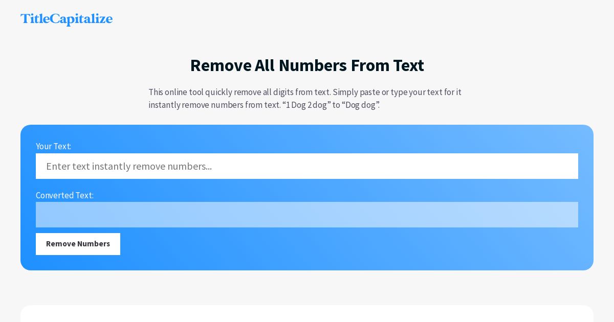 Remove All Numbers From Text Online Remove All Numbers From Text Online