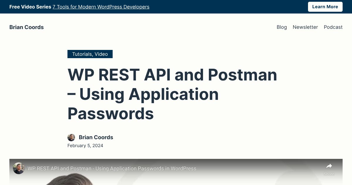 WP REST API and Postman - Using Application Passwords - Brian Coords WP REST API and Postman - Using Application Passwords - Brian Coords