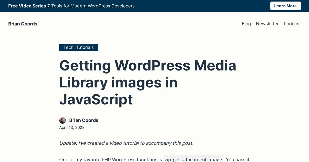 Getting WordPress Media Library images in JavaScript - Brian Coords Getting WordPress Media Library images in JavaScript - Brian Coords